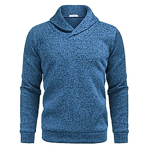 COOFANDY Men Dress Sweater with Collar Fashion Light Fleece Sweatshirt Fall Winter Sky Blue