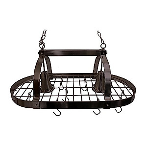 Elegant Designs PR1000-ORB Home Collection 2 Light Kitchen Pot Rack with Downlights, Oil Rubbed Bronze