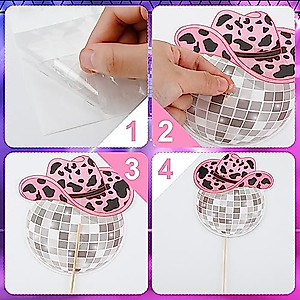 Yeaqee 35 Pcs Cowgirl Party Centerpiece Sticks Table Toppers Western Centerpieces for Tables Disco Cowgirl Western Party Decor for Birthday Party Supplies Disco Bachelorette