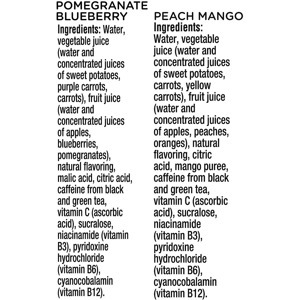 V8 +Energy Variety Pack, Healthy Energy Drink, 12 Pomegranate Blueberry and 12 Peach Mango, 8 Oz Can)