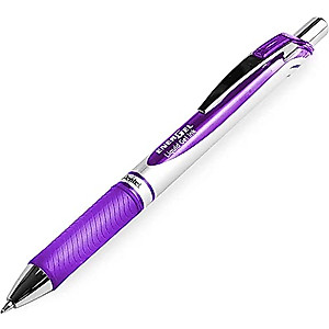 Pentel EnerGel XM BL77 - Retractable Liquid Gel Ink Pen - 0.7mm - 54% Recycled - Violet Ink - Pack of 6