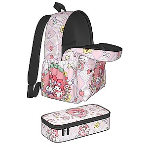 SYSGIE Anime Rabbit Backpack With Pencil Case Set Large Capacity Pink Cute Backpacks Work Travel Picnic Bag Gifts