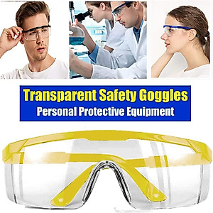 5 PACK Safety Glasses Safety Goggles for Men Women Clear Z87 Anti-fog Wide Vision Safety Glasses Over 5.3'' Eyeglasses, UV 400 Blocking Protection Eyewear Adjustable Temples Eye Shied for Nurse