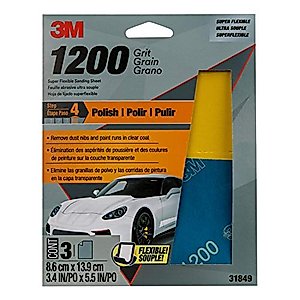 3M Super Flexible Sanding Sheets, 31851, 400 Grit, 3.4 in x 5.5 in, 3 Sheets Per Pack