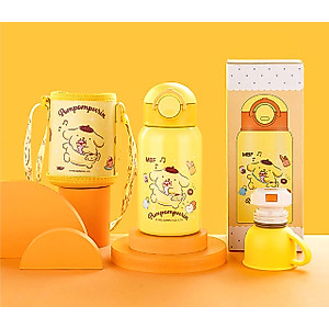 Everyday Delights Sanrio Pom Pom Purin Stainless Steel Insulated Water Bottle with Cup, Straw and Bag 500ml - Yellow (PN2140)