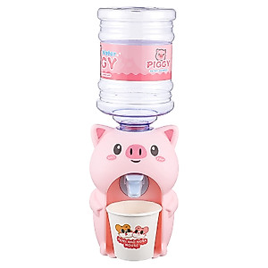 KESYOO Mini Water Dispenser Toy Miniature Household Water Cooler Fountain Toy Cute Pig Drinking Fountain Model Kids Pretend Play Kitchen Supplies (Pink)