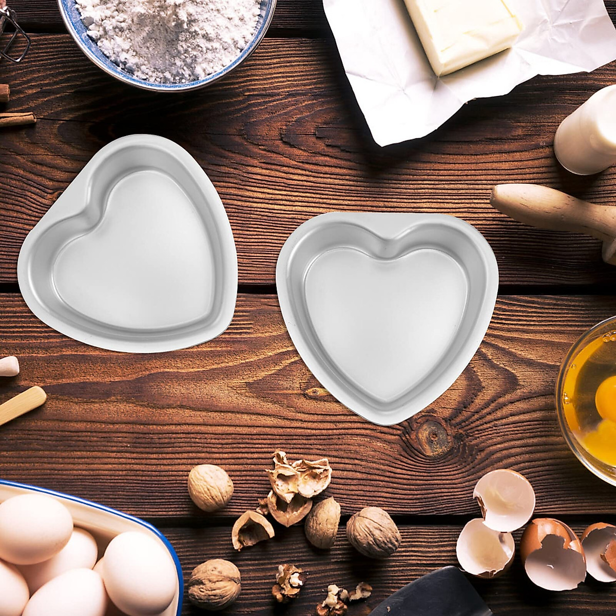 Cake Tin Pans Heart Shaped Cake Pan Aluminium Cake Mold, 4 Inch Cake Tray Tin Baking Mold Cheese Bread Tray Chocolate Cupcake Pans Baking Cake Tin
