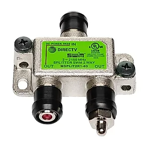 Directv [mrv] SWM 2 Way Splitter 2-2150 Mhz 1 Port Power Passing Weather Se [msplit2]