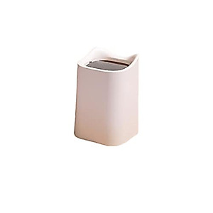 Mini Desktop Trash Can with Type Lid, Cat Ears Small Waste Garbage Basket Bin for Desk Office Kitchen, Colorful Plastic Trash with 2 Rolls of Trash Bags (White)