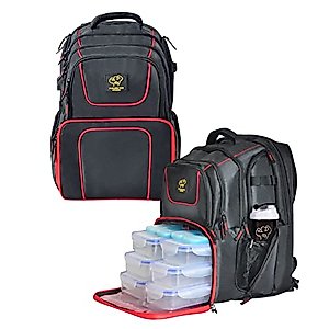 519 Fitness Meal Prep Backpack, 6 Meal Insulated Bodybuilding Lunch Rucksack with Computer Compartment for Men and Women to Hiking/Picnic-Includes 6 Leakproof Meal Containers, 2 Ice Packs and Shaker