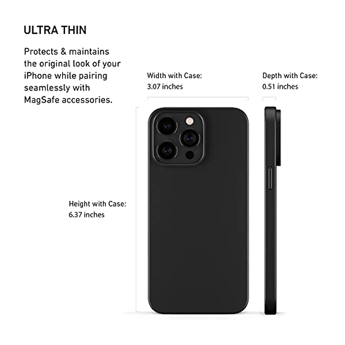 PEEL Ultra Thin Magnetic Case for MagSafe iPhone 14 Pro Max, Black – Embedded MagSafe Compatible Magnet, Minimalist Design, Branding Free – Protects and Showcase Your Apple iPhone 14 Pro Max