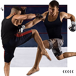 RDX MMA Gloves Sparring Martial Arts Grappling Cowhide Leather Training UFC Cage Fighting Combat Punching Bag Gel Mitts,Black,Small