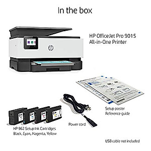 HP OfficeJet Pro 9015 All-in-One Wireless Color Printer, with Smart Home Office Productivity, HP Instant Ink, Works with Alexa (1KR42A)