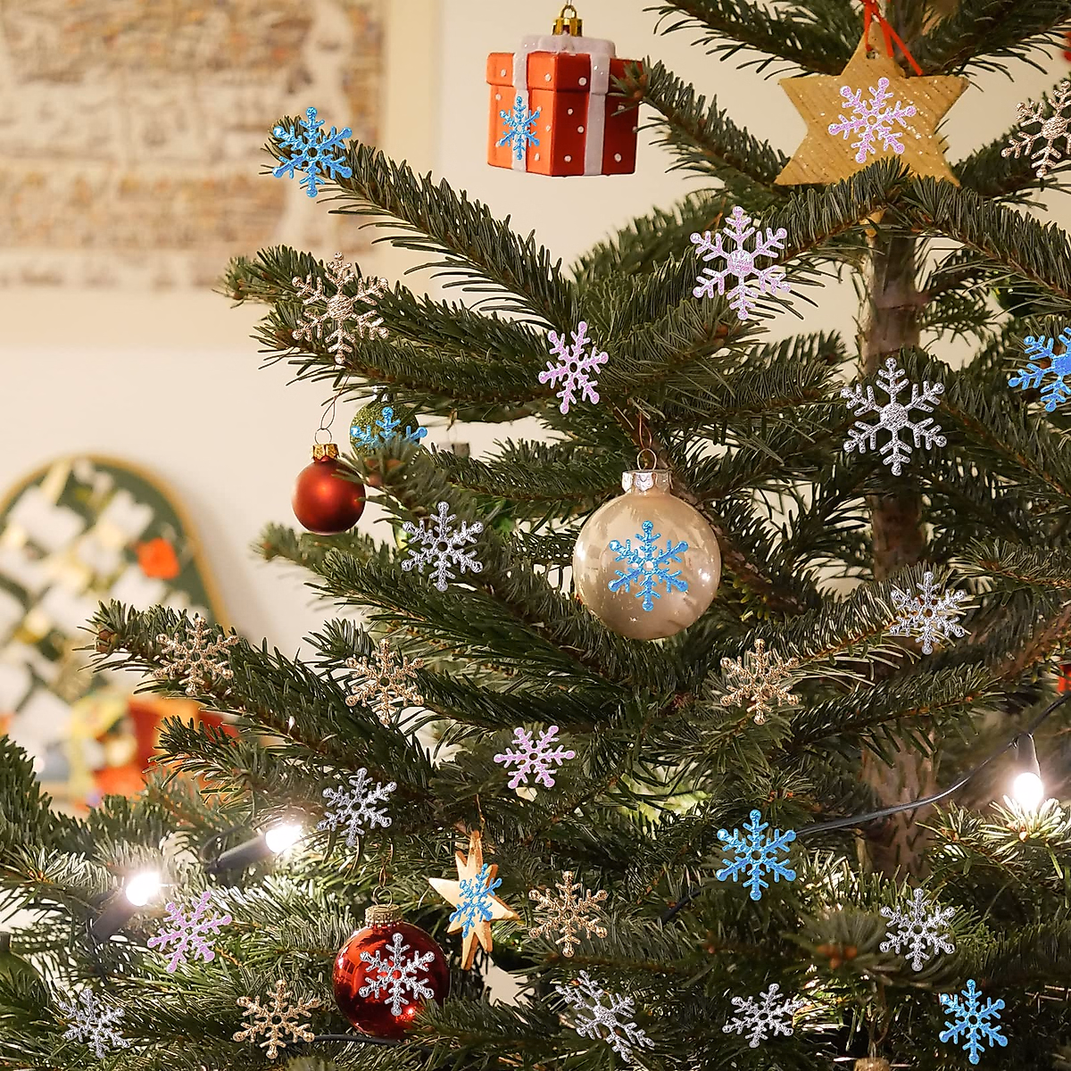 500 Pieces Snowflakes DIY Confetti for Winter Wonderland Frozen Party Table Decorations, Christmas DIY Craft(Gold)