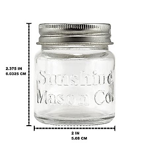 Sunshine Mason Co. Mini Mason Jar Shot Glasses with Metal Lid 2 Ounces, 24 Pieces