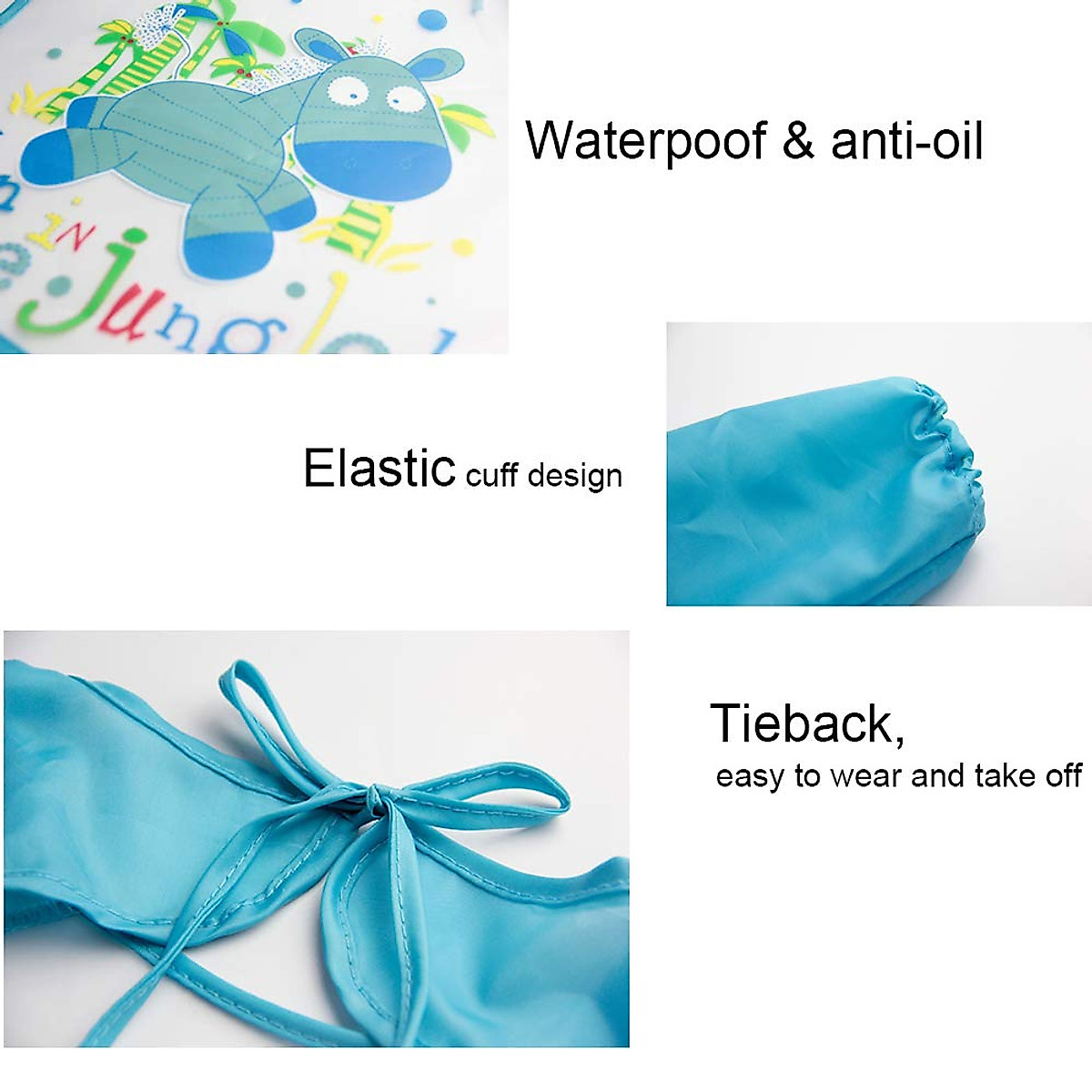 EchoDone 4 Packs Waterproof Children's Art Smock Kids Painting Aprons Long Sleeve Smock for Eating 1-4 Years