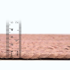 Agro Richer Handwoven Jute Area Rug, 4x6 ft. Natural Pink Yarn- Rustic Vintage Beige Braided Reversible Rectangular Rugs for Bedroom, Kitchen, Living Room, Farmhouse