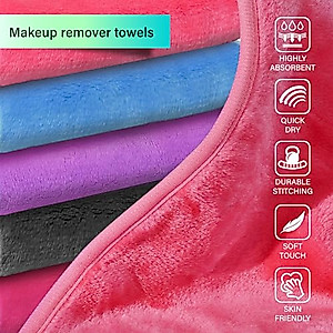 Nugilla Makeup Remover Cloth, 13x7 Inch Reusable Makeup Remover Towels, Microfiber Fast Drying Facial Washcloth, Soft Face Towels for Washing Face
