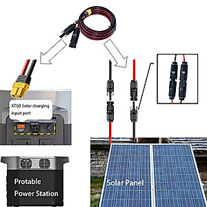 iHaospace Solar to XT60 Extension Cable 10FT 10AWG, Solar Panel Connector to XT60 Adapter Charging Cable Compatible for EcoFlow River and Delta 2 Pro Max Bluetti EB55 Anker 757 767 Power Station