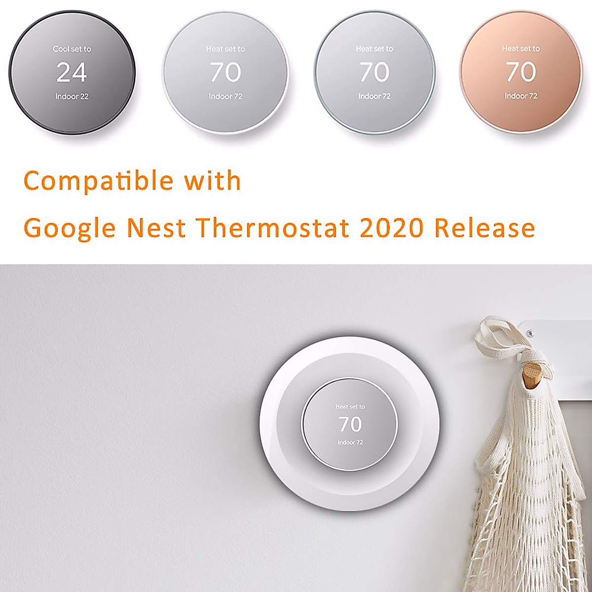 Wall Plate Made for The Nest Thermostat 2020 | Google Nest Thermostat Trim Kit Accessory | Easy Installation | Snow