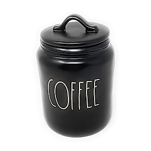 Rae Dunn By Magenta COFFEE Ceramic LL Medium 8 x 5 Canister (Black)