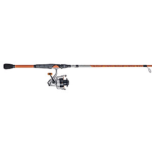 Abu Garcia 5’6” Max PRO Fishing Rod and Reel Spinning Combo, 5+1 Ball Bearings with Lightweight Aluminum Spool, 2-Piece Rod, Orange