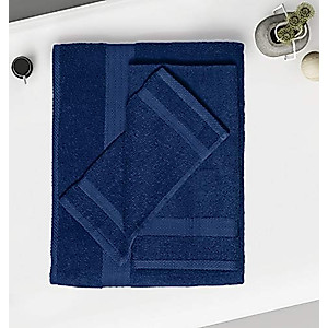 GLAMBURG Ultra Soft 8-Piece Towel Set - 100% Pure Ringspun Cotton, Contains 2 Oversized Bath Towels 27x54, 2 Hand Towels 16x28, 4 Wash Cloths 13x13 - Ideal for Everyday use, Hotel & Spa - Navy Blue