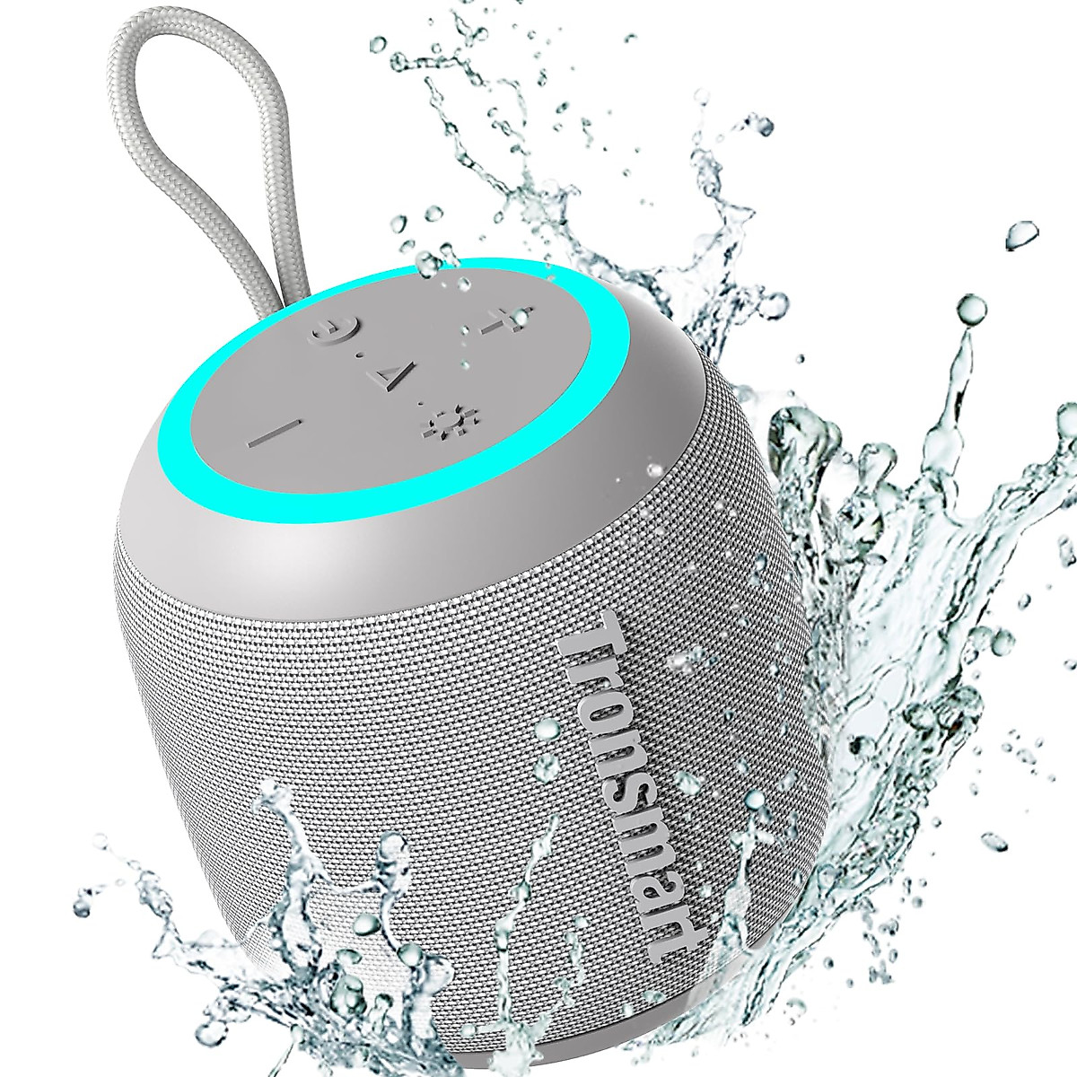 Tronsmart T7 Mini Compact Portable Bluetooth Speaker with Lights, Stereo Sound, Bluetooth 5.3, 18H Playtime, Stereo Pairing, Voice Assistant, IPX7 Waterproof Shower Speaker & Outdoor Speakers (Grey)