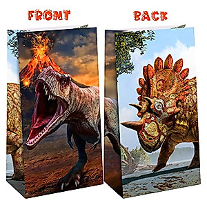 24 Pieces Dinosaur Gift Bags for Dinosaur Birthday Baby Shower Party Supplies,Dinosaur Goody Snacks Treat Candy Party Favors Bags for Kids Adults Dinosaur Dino Theme Party Decorations