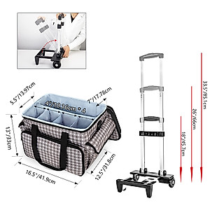 Teamoy Yarn Bag Organizer on Wheels, Rolling Knitting Bag with Wheels for WIP, Crochet Hooks, Knitting Needles and Supplies(No Accessories Included), Gray Dots