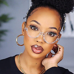 Zeelool Stylish Semi-rimless Cat Eye Glasses Frame for Women with Non-prescription Clear Lens Felicia VHP0189-01 Crystal