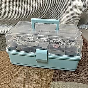 crysting 13 Inch Sewing Box Three Layers, Plastic Craft Organizers and Storage, Multifunction Craft Box/Organizer Box/First Aid Box/Medicine Box/Tool Organizers and Storage with Lids