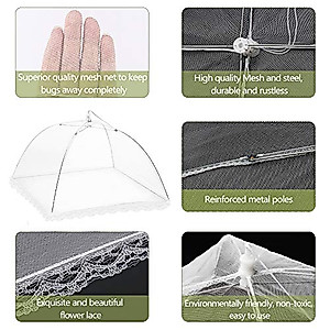 Onarway 3 Pack Food Covers 14 Inch Pop-Up Encrypted Mesh Plate Serving Tents, Fine Net Screen Umbrella for Outdoors, Parties, Picnics, BBQs, Reusable and Collapsible