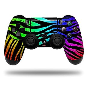 WraptorSkinz Vinyl Decal Skin Compatible with Sony PS4 Controller PlayStation 4 Original Slim and Pro Rainbow Zebra (Controller NOT Included)