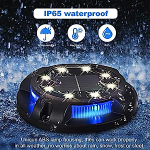 Solar Ground Lights Outdoor 8Pack 8 LED Solar Disk Lights,Solar Disc Lights Outdoor Waterproof,In ground Solar Garden Lights for Pathway Lawn Yard Deck Walkway Driveway(Warm White+Blue light)