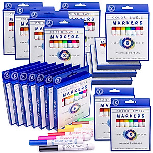 Color Swell Washable Markers Bulk Pack 18 Boxes of 8 Vibrant Colors (144 Total) Perfect Markers for Kids, Parties, Classrooms