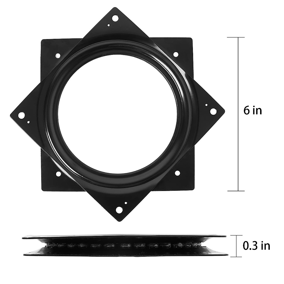 2 Pack 6" Lazy Susan Turntable 500-lb Steel Ball Bearing Rotating Tray Strong Sturdy Table Cabinet Low Profile for 360˚ Chair and Door, Kitchen, Craft Project, Makeup Holder, Monitor(Black)