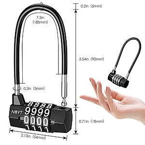OQIMAX Long Shackle Combination Lock, 4 Digit Weatherproof Handle Padlock for Cabinet Door Outdoor, Resettable Handheld Lock for Travel Bag, Bike, Fence, Luggage School, Fence, Gym Sports Locker