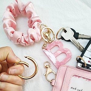 Junyuerly Wrist Strap Key Chain Elastic Scrunchie Bracelet Multifunctional Key Ring for Women (Style B -pink)