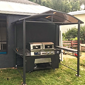 COOS Bay 8x5 BBQ Grill Gazebo Outdoor Backyard Steel Frame Double-Tier Polycarbonate Top Canopy with Shelves Serving Tables