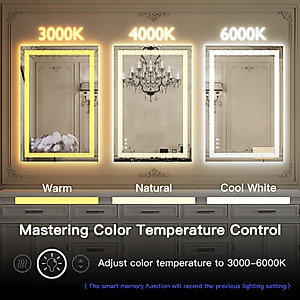 ISKM 55''x30'' Large led Lighted Bathroom Mirror Front and Backlight Mirror for Wall LED Bathroom Mirror Waterproof and Shatter-Proof Makeup Mirror