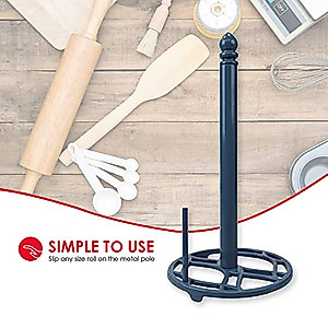 Home Basics Iris Freestanding Cast Iron Paper Towel Holder with Tear Bar, Slate (1)