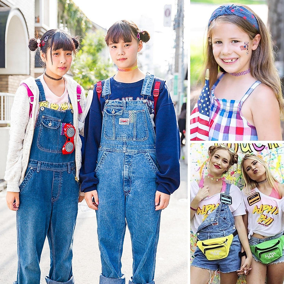 BodyJ4You 12PC Tattoo Choker Necklace for Women - 90s Choker Necklaces for Girls - Pride Rainbow Choker Clear Black Purple Pink Daisy Flower - Stretchy Elastic Chokers Neck Lace