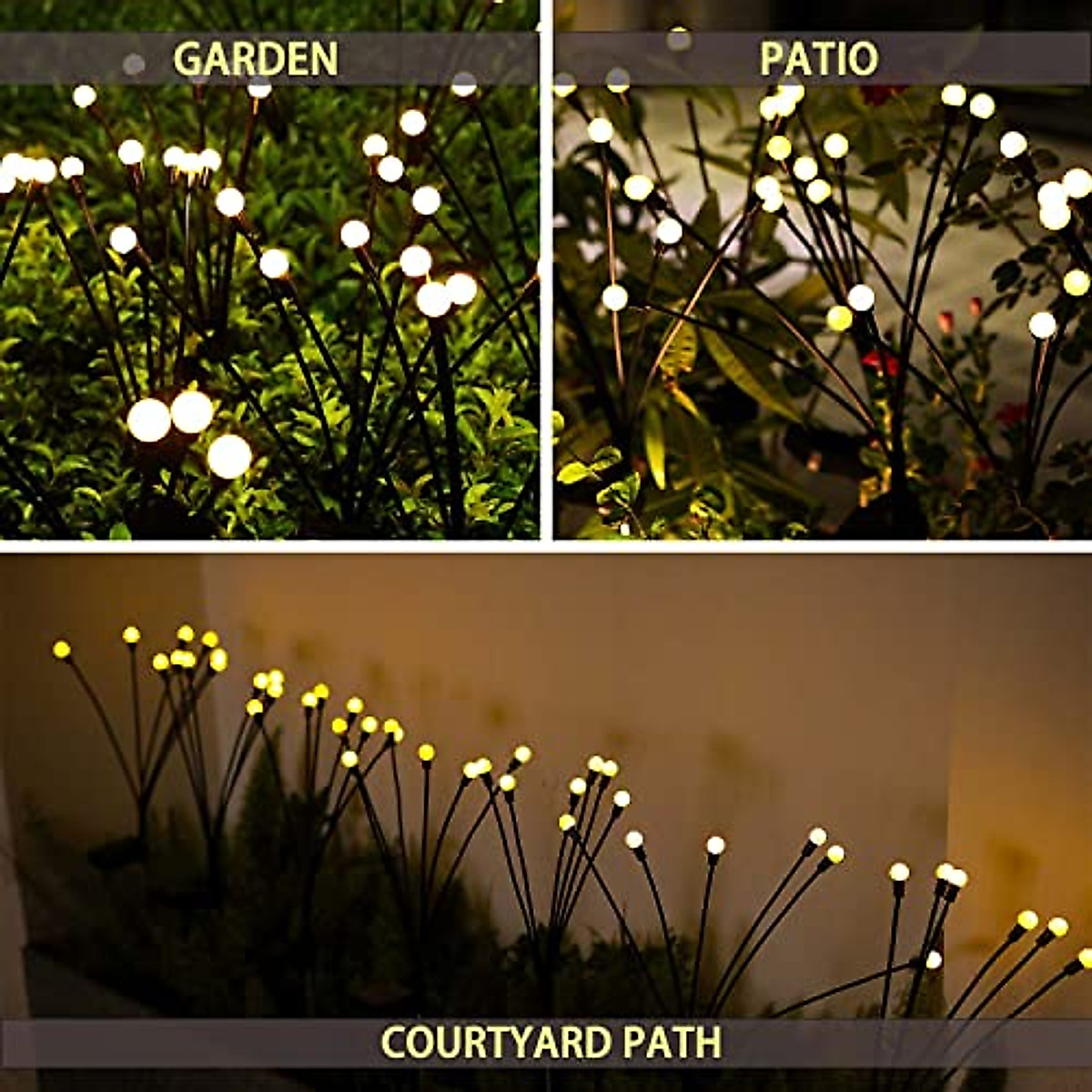 ZFNN Solar Garden Lights – 4 Pack 24 LEDs Solar Firefly Lights, Starburst Swaying Lights, Outdoor Waterproof Garden Decorations for Yard Patio Pathway Lawn Mother's Day Difts
