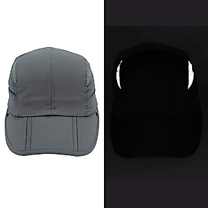 LLmoway Men Fishing Hat with Ear and Neck Flap Outdoor Sun Protection Cap with Foldable Bill Grey