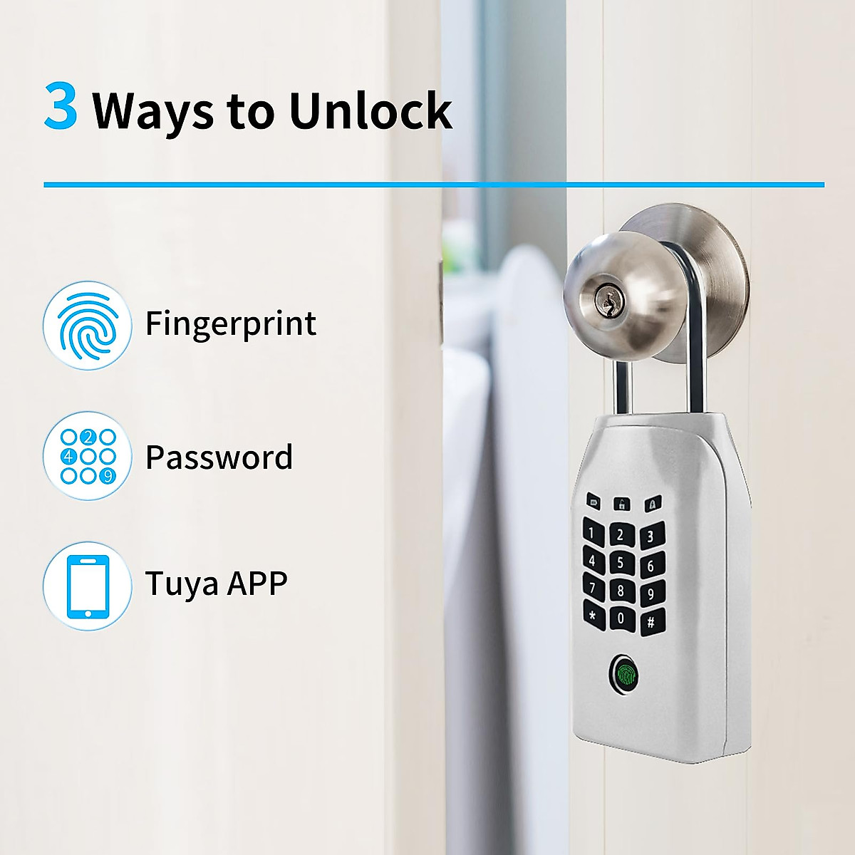 KENRONE Fingerprint Key Lock Box,App Controlled Combination Lock for House Keys,Lock Box for Outside Enhanced Security with Fingerprint Recognition