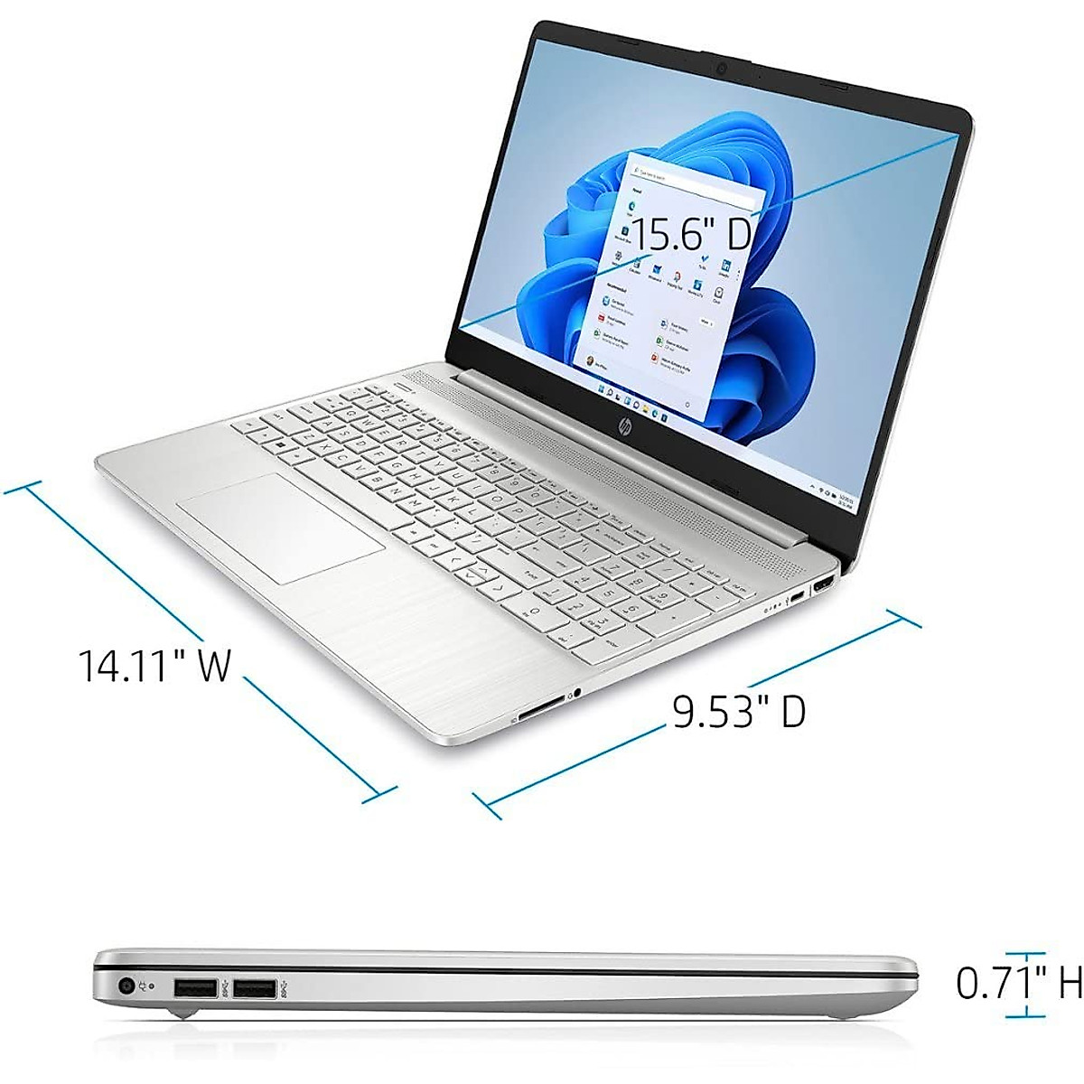 HP 15.6'' HD Touchscreen Laptop, Dual Core Intel i3-1115G4 (Beats i5-1030G7, Up to 4.1GHz), 16GB RAM, 1TB SSD, UHD Graphics, Webcam, WiFi, 11+ Hours Battery, Win11 +Marxsolcables, Natural Silver