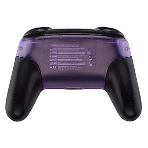 eXtremeRate Clear Atomic Purple Faceplate and Backplate for Nintendo Switch Pro Controller, DIY Replacement Shell Housing Case for Nintendo Switch Pro - Controller NOT Included