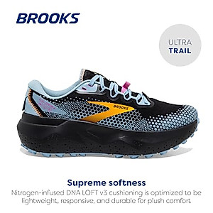 Brooks Women’s Caldera 6 Trail Running Shoe - Black/Blue/Yellow - 8 Medium