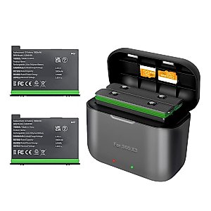 NBZZ 2 Packs 360 X3 Batteries with Charger Hub for Insta 360 ONE X3 Battery 1800mAh Insta 360 x3 Accessories with Misro SD Card Slots (Battery Charger Hub with 2 Batteries)